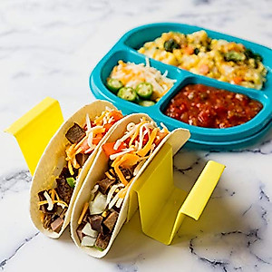 Youngever 8 Pack Plastic Taco Holder Stand, Dishwasher Top Rack Safe, Microwave Safe, Set of 8 Assorted Colors (Rainbow)