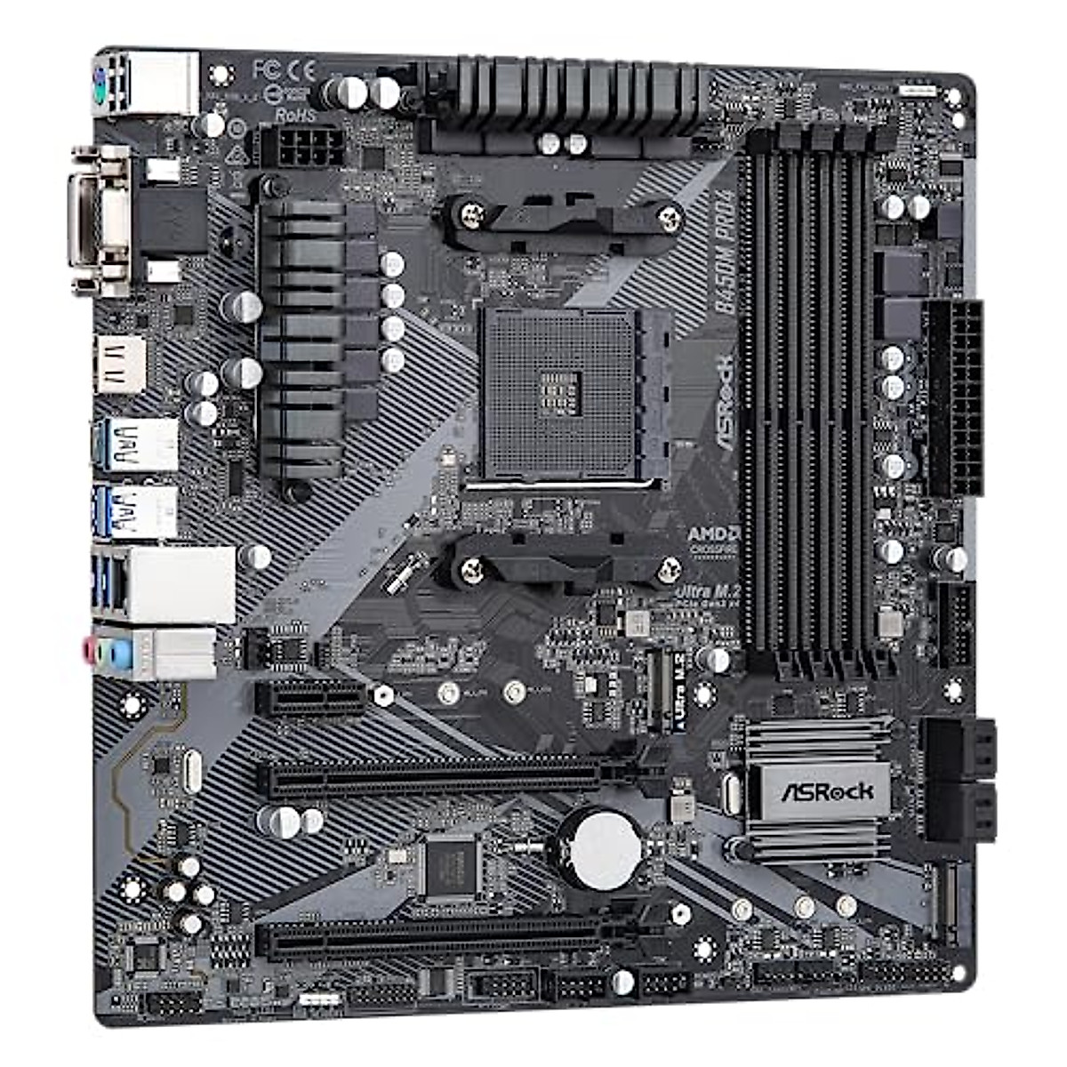 ASROCK B450M PRO4 R2.0 Socket AM4/ AMD B450/ DDR4/ SATA3&USB3.2/ M.2/ Micro ATX Motherboard