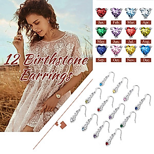 Silvora Celtic Knot Drop Earrings Heart Birthstone Dangle Earrings for Women Sterling Silver Jewelry March Birthstones