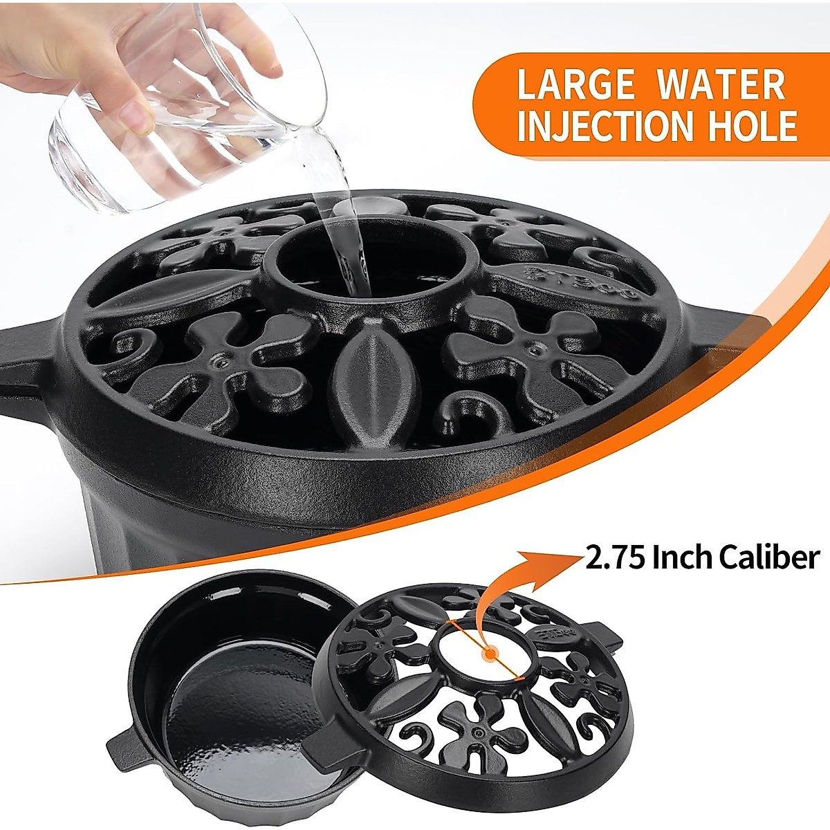 STBoo Wood Stove Steamer: Cast Iron Fireplace Humidifier | Indoor Pot for Home Heating | Round Bowl Fire Place Stove Covers Accessories Decorative | Matte Finish & Rust Resistan & 2.7 Quart, Black