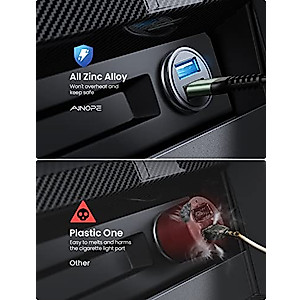 AINOPE 2 Pack Fast Mini Car Charger Adapter, 4.8A Metal Cigarette Lighter USB Car Charger Flush Fit, Dual Port Compatible with iPhone 14 13 12 Pro Max 8 Plus 7 6s, Samsung Galaxy S23/10/9/8/7, iPad