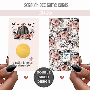 Gothic Pumpkin Scratch Off Cards (30 Pack) Halloween Bridal Shower Games, Spooky Wedding Favors Little Boo Baby Shower Scratch Off Game Favors Pink and Black Raffle Prize Drawings