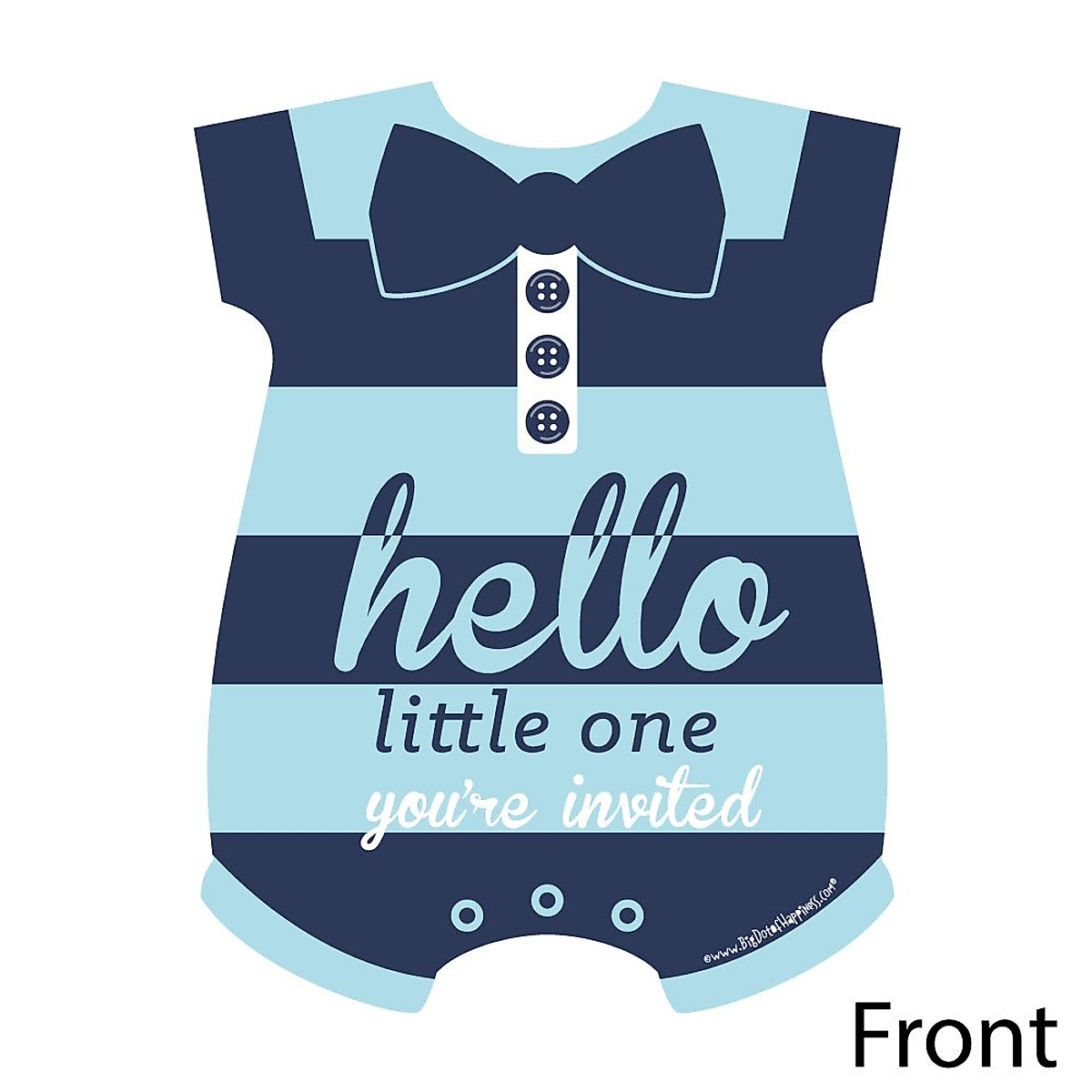 Big Dot of Happiness Hello Little One - Blue and Navy - Shaped Fill-In Invitations - Boy Baby Shower Invitation Cards with Envelopes - Set of 12