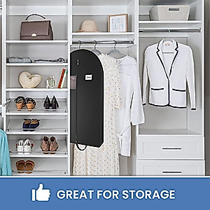 Black Garment Bag for Travel and Storage, with Zipper and Eye-Hole, Carry Handles for Suits Tuxedos Dresses Coats 26 inch x 42 inch x 5 inch