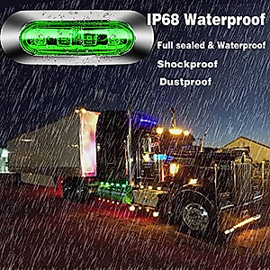 UWDESY 10Pcs Green 4 LED Side Marker Lights Front Rear Interior Clearance Tail Light Warning Turn Indicators Underglow Wheel Rock Lamp for Auto Truck Trailer Tail Car RV Camper Boat ATV DC12V-24V