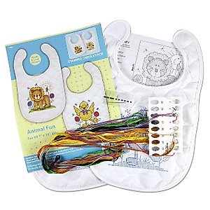 Design Works Crafts Janlynn Stamped for Cross Stitch Baby Bib Kit, ABC Fun