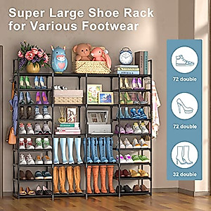 Huolewa Large Shoe Rack Storage Organizer, 4 Row/3 Row 9 Tier Large Shoes Rack for Entryway Closet, Free Standing Shoes Shelf Stand
