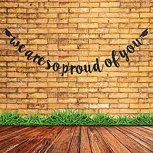 We are So Proud of You Black Grad Party Banner, Congrats Grad/Graduation Party Sign Decorations