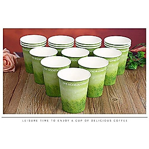 A+ DESIGN Special Green Grass Design Paper Hot Coffee Cups Eco-friendly,100% Blodegradable&Compostable (Green grass, 100 count, 8 oz)
