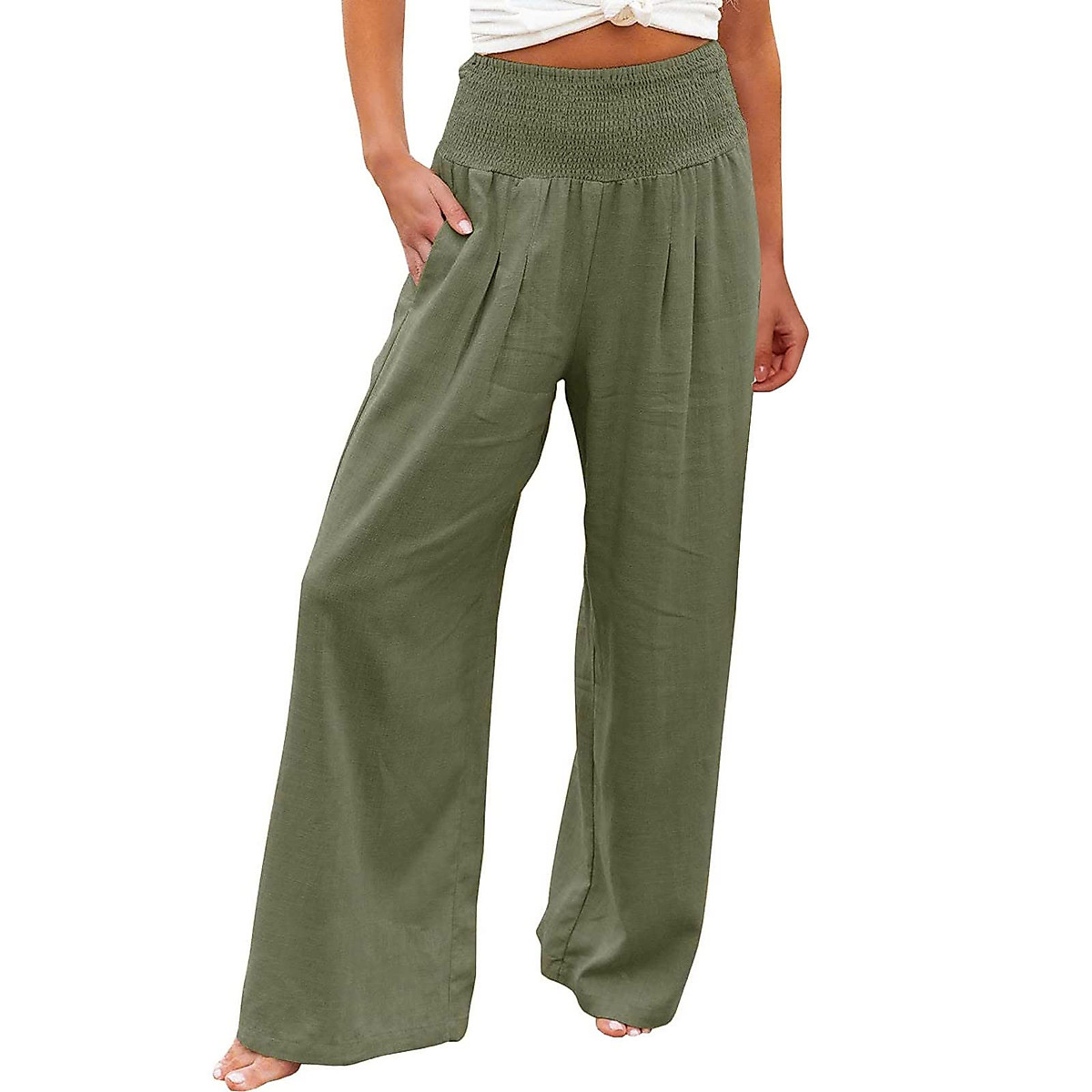 sdhienbb 2 Piece Spring Outfits for Women Plus Size Women's Pants Safety Denim Cargo Hiking Sheer Pants, Army Green-h, X-Large