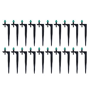 Garden Irrigation System, Adjustable Irrigation Dripper 20Pcs/Bag Irrigation Dripper with Ground Insert Fruit Tree Drip Irrigation Emitters for 1/4" Drip Irrigation Tubing(180 Degrees with Plunger)
