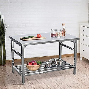 Stainless Steel Folding Table for Prep & Work 48x30 Inches, NSF Commercial Foldable Kitchen Heavy Duty Table with Undershelf for Restaurant, Home and Hotel
