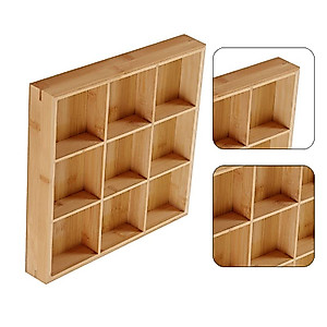 Wooden Tray Divided Tray for Serving Food Tea Tray Food Tray Multi Compartments Serving Tray for Hot Pot, Fast Food, Breakfast, Tea Coffee Table Christmas(9 Compartments)