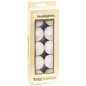 Tag WCF-02 Set of 10 Long Burning Basic Tealights, White