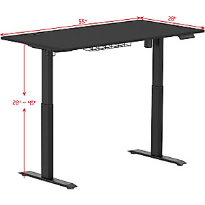 SHW 55-Inch Large Electric Height Adjustable Standing Desk, 55 x 28 Inches, Black