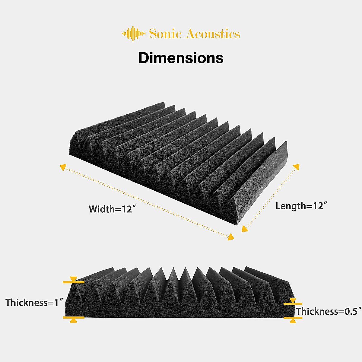 Fstop Labs Acoustic Foam Panels, 1" X 12" X 12" Mushroom Studio Wedge Tiles, Sound Panels Sound Proof Foam Panels Sound Proofing Padding For Wall