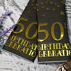 Pandecor Birthday Party Plates and Napkins Party Supplies,Disposable Birthday Party Decorations Set Serve up to 20 Guests (50 years old)