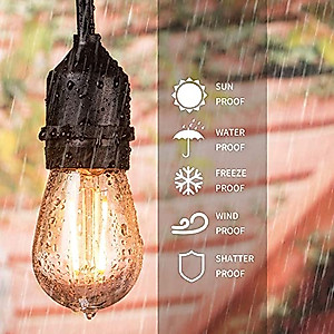 LONIUTO Outdoor String Lights, 200 FT LED String Outdoor Lights Waterproof & Shatterproof, Patio Hanging Lights with 50 Bulbs, Camping Decorative Lights for Outdoor Backyard Garden Decor