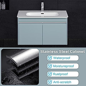 Ceramic Bathroom Vanity, Stainless Steel Bathroom Vanities, Waterproof Vanity, for Bathroom, Garage, and Garden (31.7" W, Includes Cold and Hot Faucet, Set of Accessories)