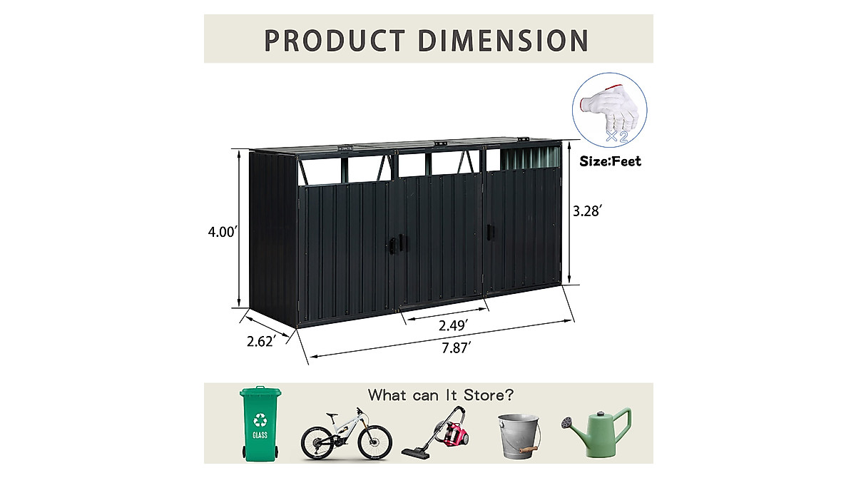 Durable Outdoor Garbage Bin Storage Shed - Lockable & Stylish