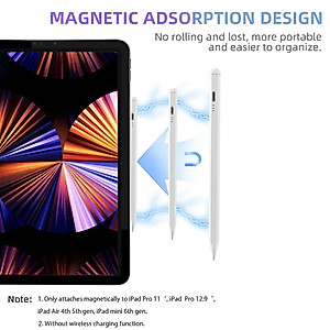 Stylus Pen for iPad, Apple Pencil for iPad 10th 9th Gen, Apple Pen iPad Pencil for iPad Air 5/4/3rd, iPad Pro 11/12.9 Inch, with Palm Rejection & Tilt Sensitivity, Magnetic Stylus iPad Pen, White