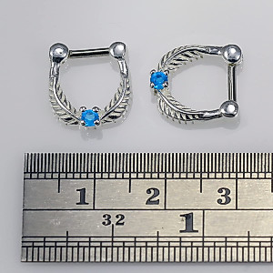 PiercingPoint Light Green Crystal Stone Leaf with Round CZ Stone 16 Gauge Clicker Septum Nose Ring Septum Jewelry