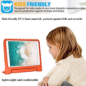 UUcovers Kids Case for iPad 9th/8th/7th Generation 10.2" with Rotating Handle/Stand Lightweight Soft EVA Foam Shockproof Rugged Kickstand Boy Girl Kid Cover for iPad 10.2 Inch 2021/2020/2019, Orange