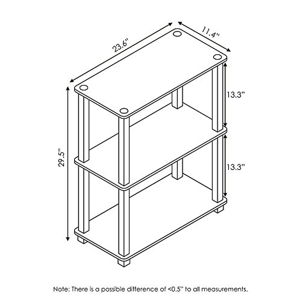 Furinno Turn-S-Tube 3-Tier Compact Multipurpose Shelf 2-Pack Americano/Black