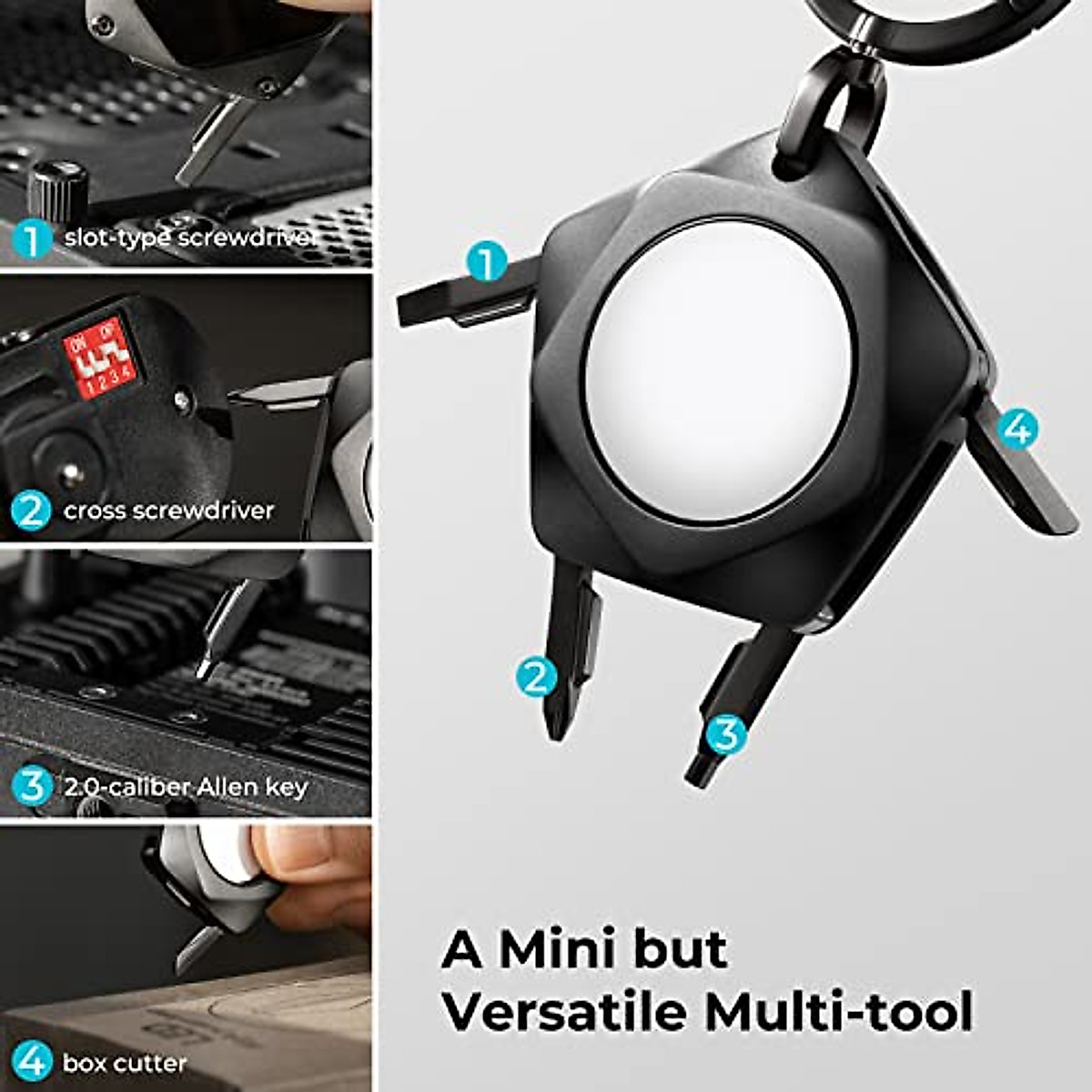 PITAKA AirTag Holder with Key Ring, Easy Carrying AirTag KeyChain with Compact Multi Tools, [PitaTag for Multi-tool] Stainless Steel & Silicone Made