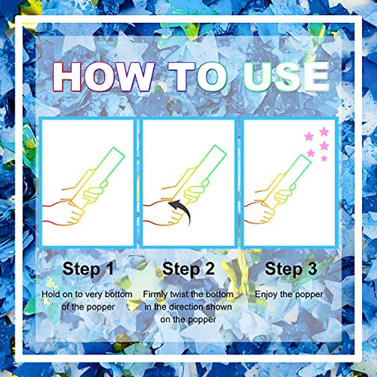 Workkeep Gender Reveal Confetti Powder Cannon - Set of 4 - Blue Only for Baby Boy with Blue Confetti Cannon Smoke Bombs, Gender Reveal Poppers with Gender Reveal Decorations Party Poppers