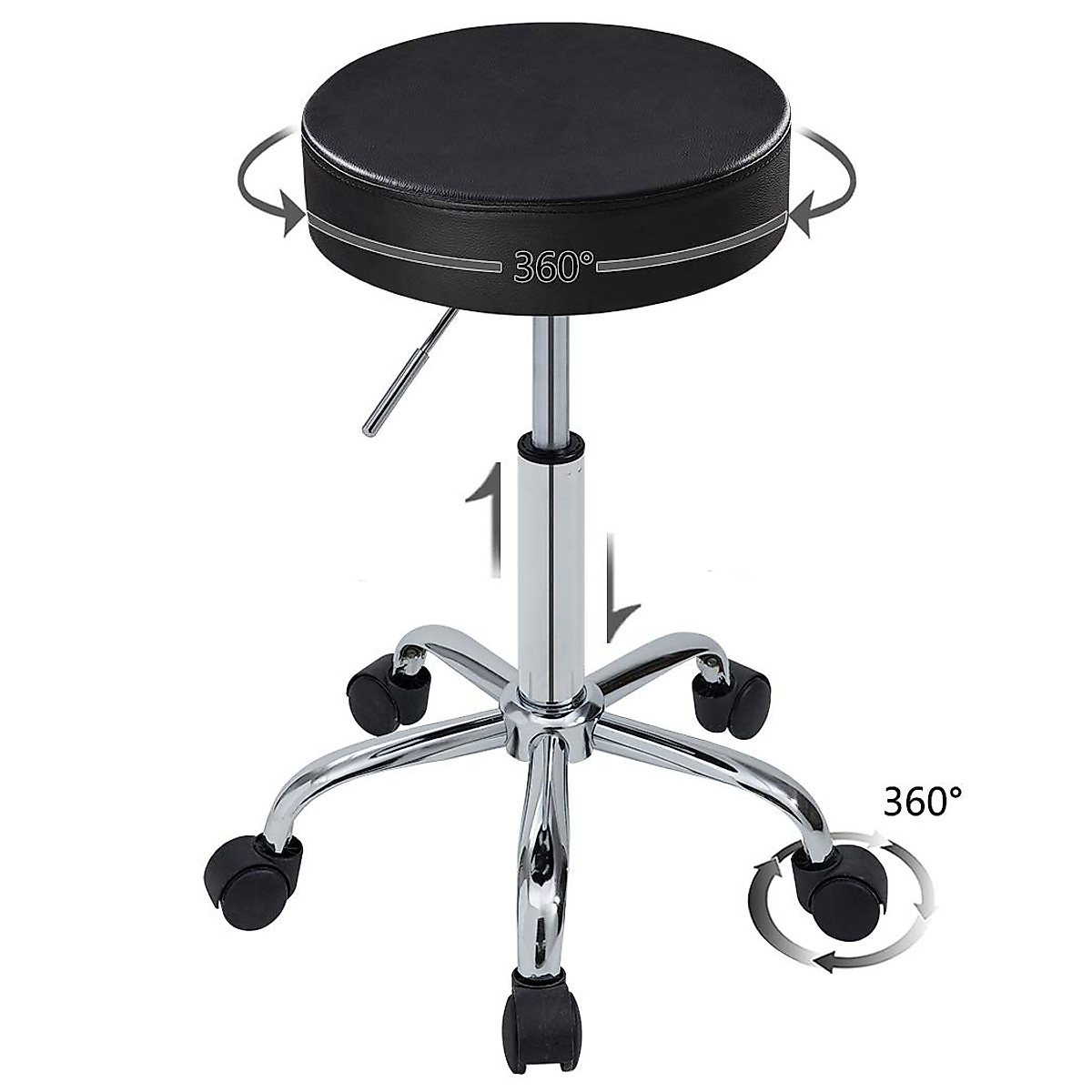 Duhome 410 Adjustable Height Swivel Medical Clinic Tattoo Spa Salon Stool with Wheels (Black)