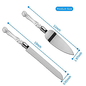 2PCS/Set Wedding Cake Knife and Server Set, Cake Cutting Set for Wedding with Faux Crystal Handles & Premium 410 Stainless Steel Blades for Wedding Cake, Birthdays, Anniversaries, Parties, Holiday
