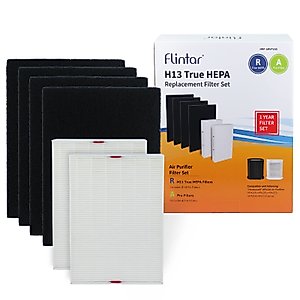 Flintar HPA200 H13 True HEPA Replacement Filter A/R Combo Pack, Compatible with Honeywell Air Purifier HPA200 Series, (2) H13 True HEPA Filter R + (4) Pre-Cut Activated Carbon Pre-Filter A