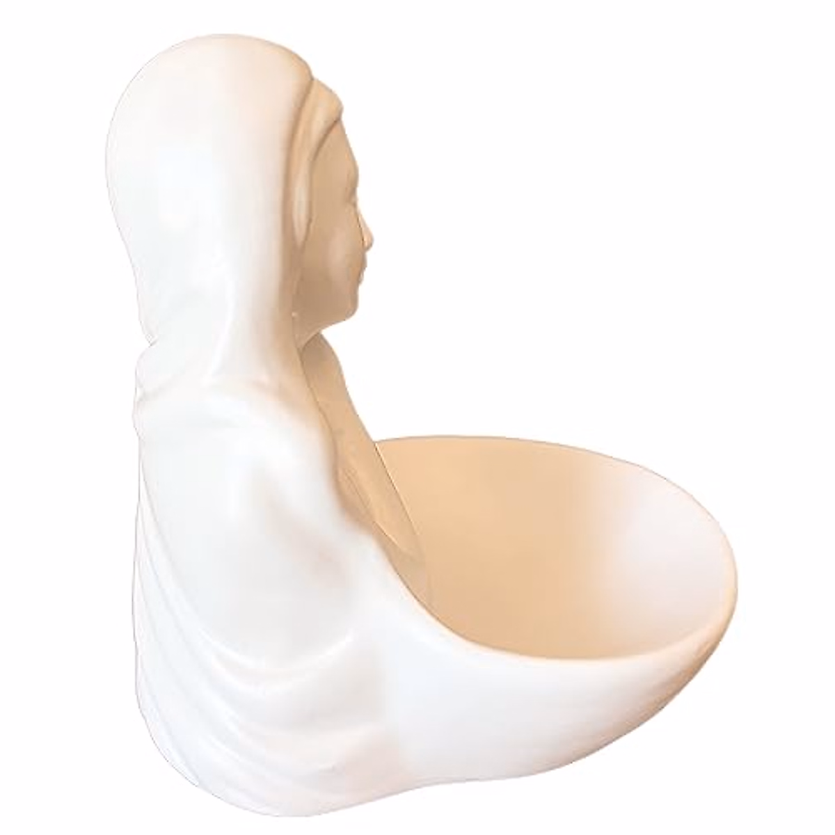 Top Brass Porcelain Rosary/Jewelry Holder - Blessed Virgin Mary/Lady of Grace Angelic Madonna Prayer Bead Necklace Tray Decor