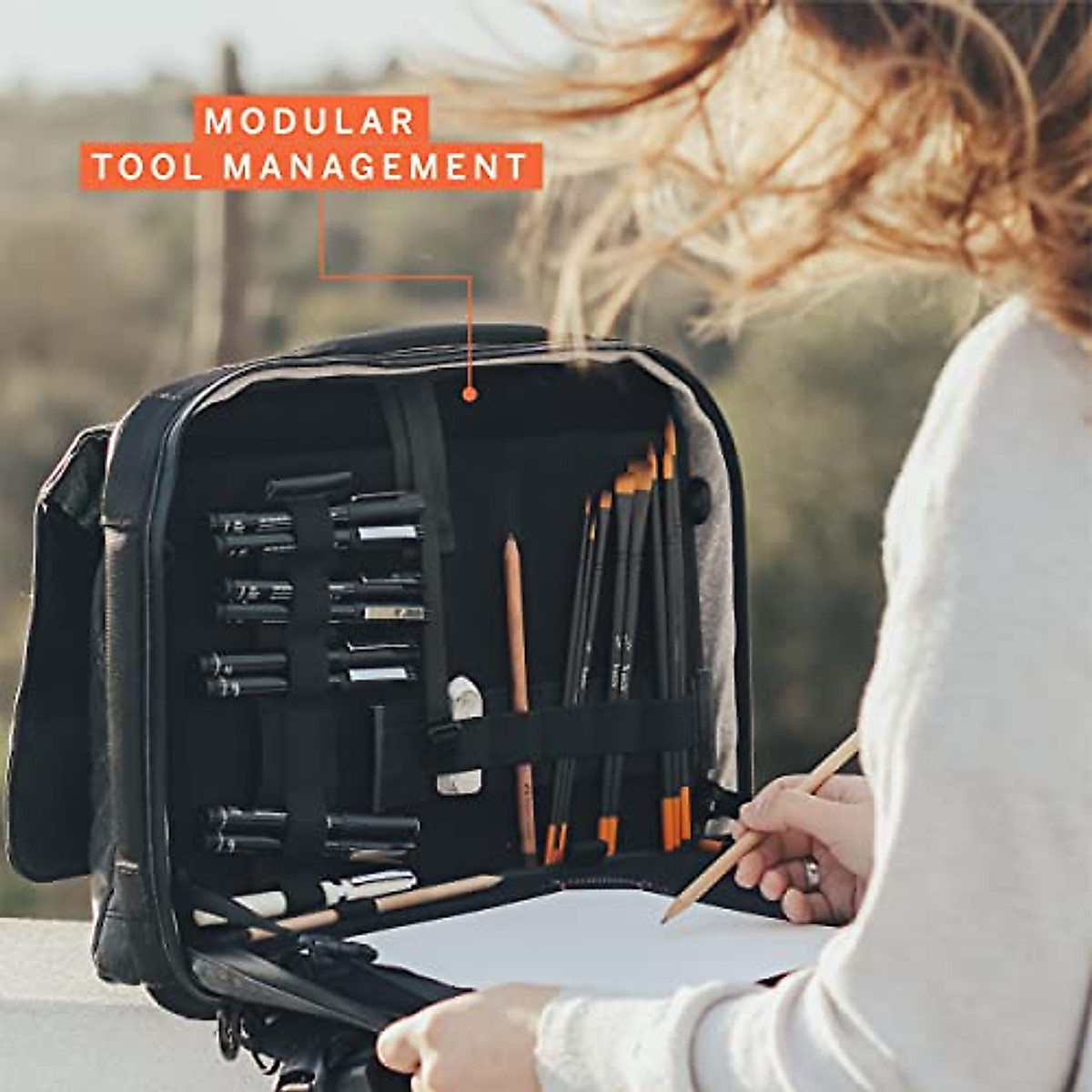 ETCHR Art Satchel & Field Case Duo - The Ultimate Art Supply Organizer - Stylish Art Bag - Vegan-Friendly Artist Bag - Field Bag & Art Case - Art Supply Bag - Artist Backpack & Field Pack Combo