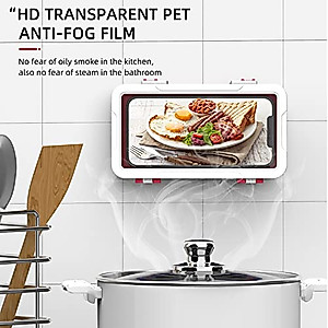 ANGVOG Waterproof Shower Phone Holder, 360° Rotation Anti-Fog Touch Screen Wall Mount Phone Stand for Bathroom Bathtub Kitchen Compatible with Under 6.8 Inch Cell Phones