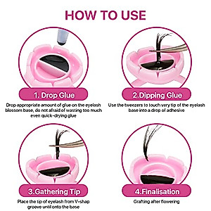 Glue Rings for Eyelash Extensions Glue Rings Pretty memory 100PCS Smart Lash Rings Blooming Eyelash Glue Holder Volume Fanning Cup for Lash Extension Supplies, Pink