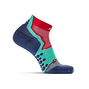 Thirty48 Performance Compression Low Cut Running Socks for Men and Women | More Compression Where Needed ([3 Pair] Red/Blue, Medium - Women 7-8.5 // Men 8-9.5)