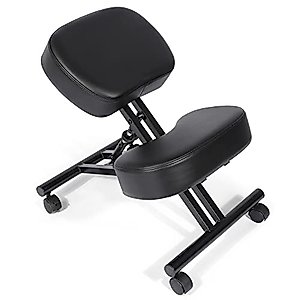 Ergonomic Kneeling Chair with Wheels, Adjustable Stool for Home&Office, w/4” Thickened Cushion and Adjustable Height, Build Healthy Back & Upright Posture