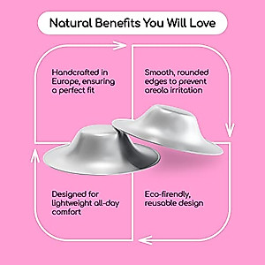 MamaBabyCo 999 Silver Nursing Cups - The Original Nipple Shields for Nursing Newborn - Breastfeeding Essentials - Protect and Soothe Sore Nipples - Nickel Free (Regular)