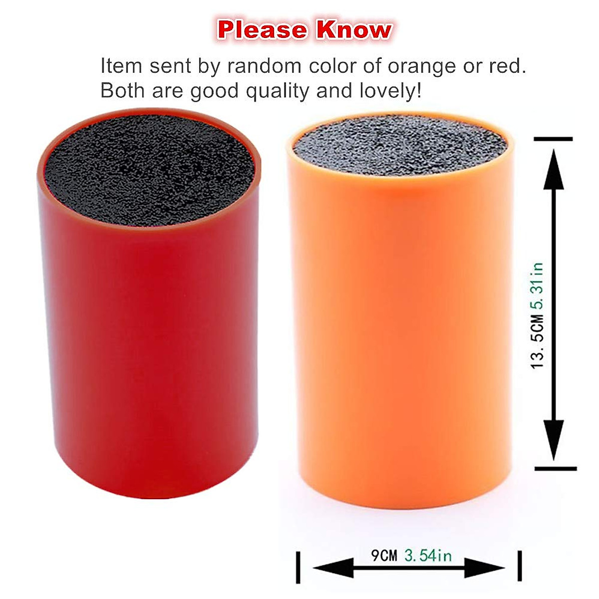 KeepingcooX Small Knife Block Universal Knife Holder without Knives - Convenient Storage for Various Knives and Kitchen Tools with Washable Removable Bristles, Height 13.5 cm/5.3 In (Cylinder)