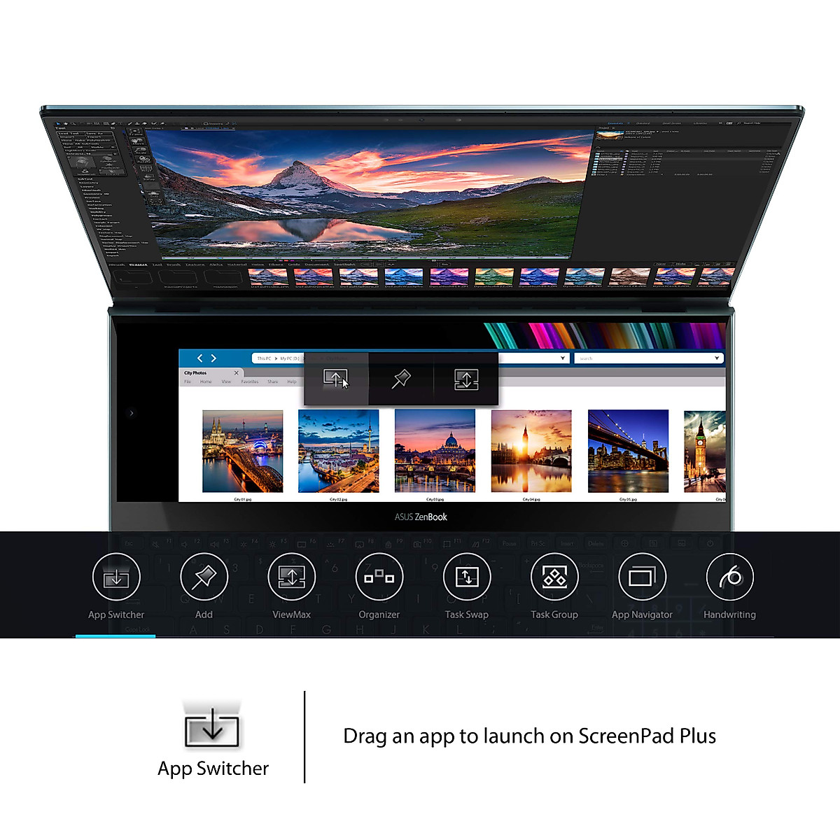 ASUS ZenBook Pro Duo UX581 15.6” 4K UHD NanoEdge Bezel Touch, Intel Core i9-9980HK, 32GB RAM, 1TB PCIe SSD, GeForce RTX 2060, Innovative ScreenPad Plus, Windows 10 Pro - UX581GV-XB94T, Celestial Blue