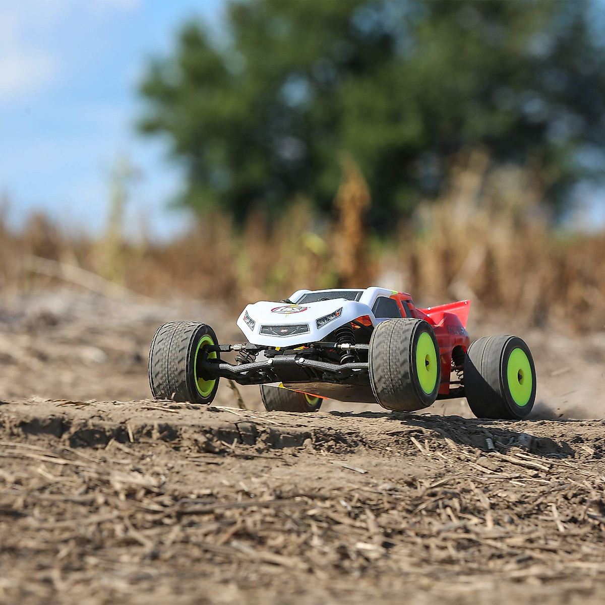 Losi 1/18 Mini-T 2.0 2 Wheel Drive Stadium RC Truck Brushed Ready to Run Battery Receiver Charger and Transmitter Included Red/White LOS01015T1