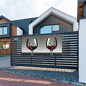 Banners and Signs for Outdoor 35x71 Backdrop for Birthday Party Business Graduation Wedding Event,Wine Glass