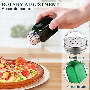 Hushee 40 Pcs Retro Style Salt and Pepper Shakers Bulk Set 2 oz Clear Glass Salt Shaker with Stainless Steel Lids for Kitchen Counter Table Restaurant Hold Various Condiments(Green)