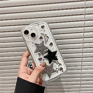 Faneiy for iPhone 11 Case with Phone Charm Chain Accessories Cute 3D Sparkle Shiny Stars Rhinestone Clear Phone Case Women Girl Aesthetic Camera Protection Shockproof Case for iPhone 11-6.1''
