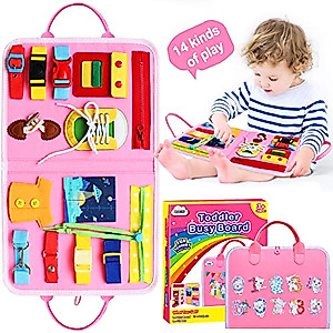ZMLM Montessori Busy Board Toy: Toddler Sensory Toy Christmas Birthday Gifts for 1 2 3 4 Years Old Girl Boy Preschool Buckle Zipper Activity Board Kids Educational Travel Toy Learning Fine Motor Skill