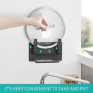 Self Adhesive & Wall Mount Aluminum Pot Lid Rack,Pan Cover Racks,Cutting Board Storage of Black FAYCHE