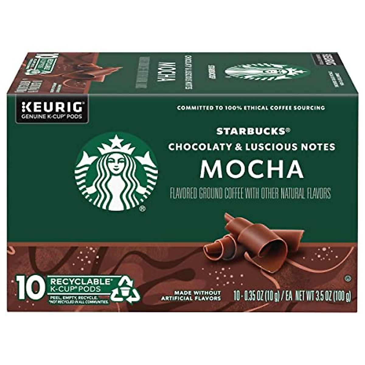 Starbucks Flavored Coffee K-Cup Pods, Mocha Flavored Coffee, Made without Artificial Flavors, Keurig Genuine K-Cup Pods, 10 CT K-Cups/Box (Pack of 3 Boxes)