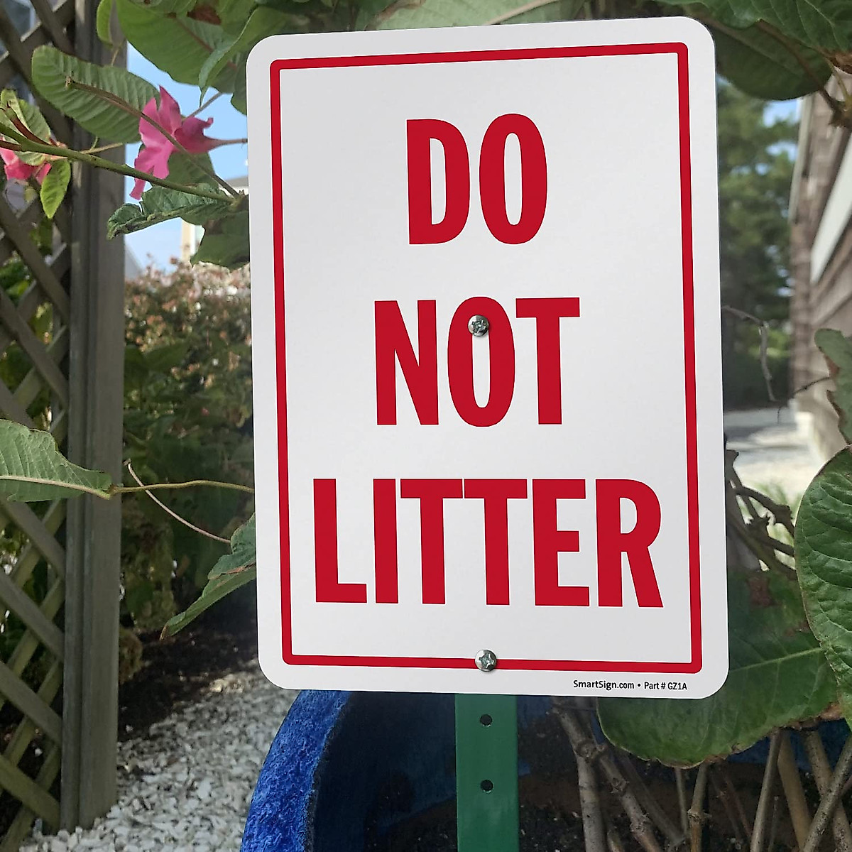 SmartSign 10 x 7 inch “Do Not Litter” LawnPuppy Yard Sign and 18 inch Stake Kit, 40 mil Laminated Rustproof Aluminum, Red and White, Set of 1, Made in USA